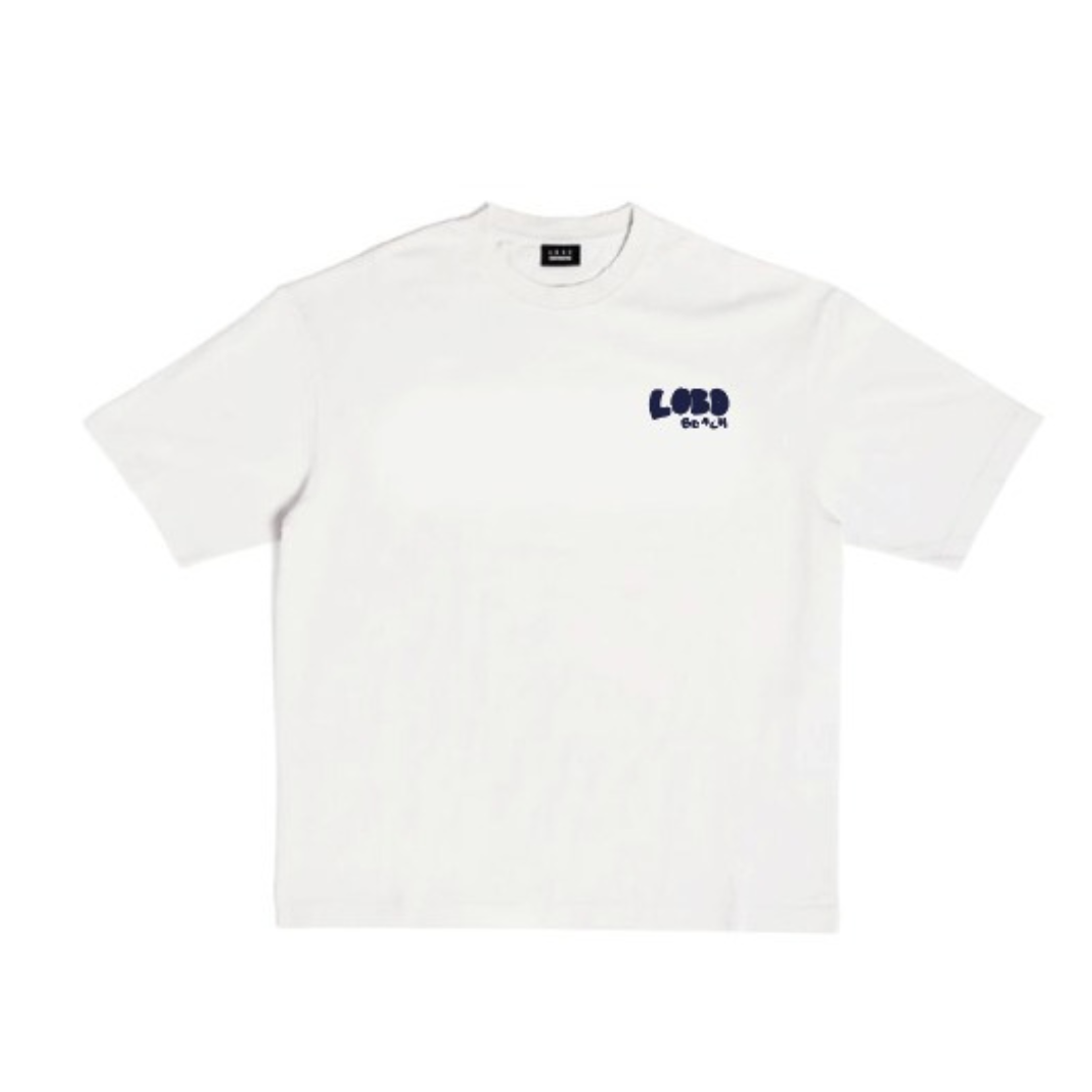 Lobo Beach Blue Fish White Oversized Tee – LOBO CORPORATION