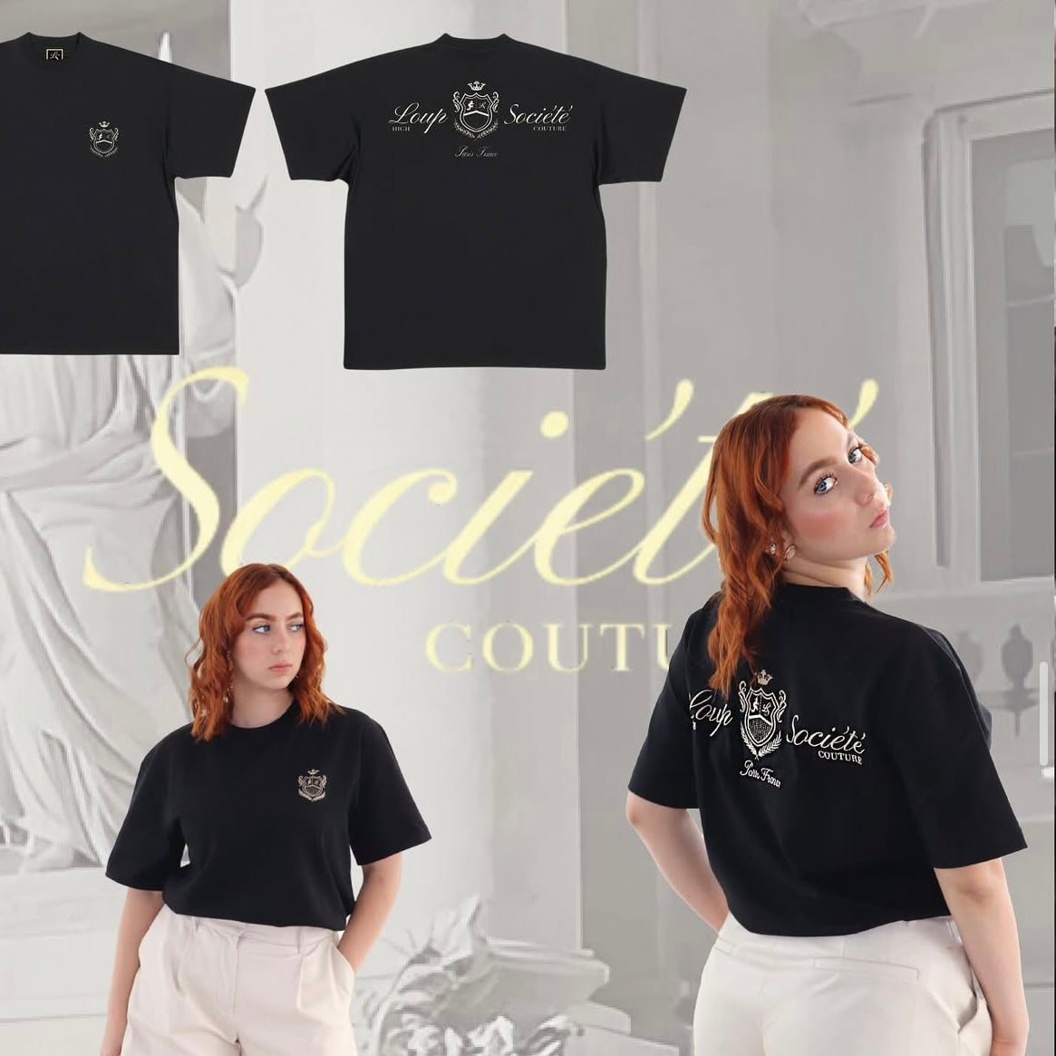 Loup Société Black Oversized Tee – LOBO CORPORATION