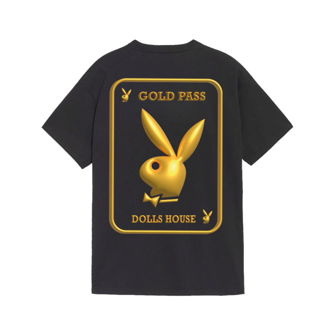 Gold Pass Black Oversized Tee – LOBO CORPORATION